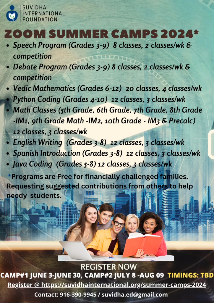 Summer Camps 2024 – Suvidha International Foundation