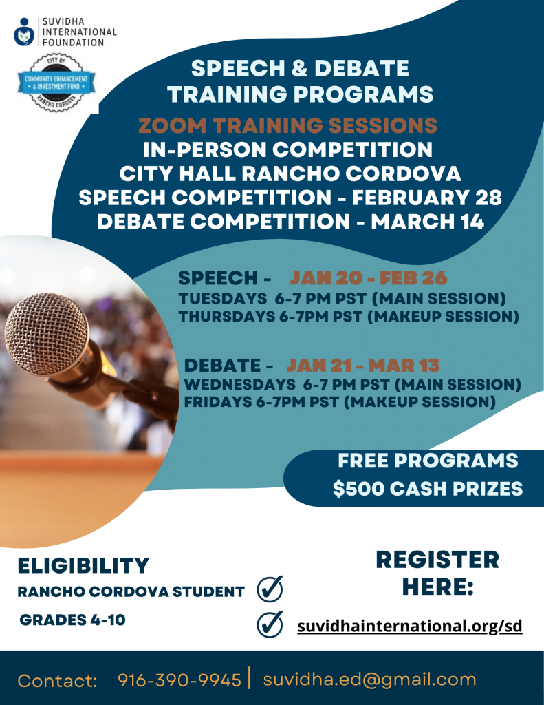 Speech & Debate Programs Spring 2026 – Suvidha International Foundation